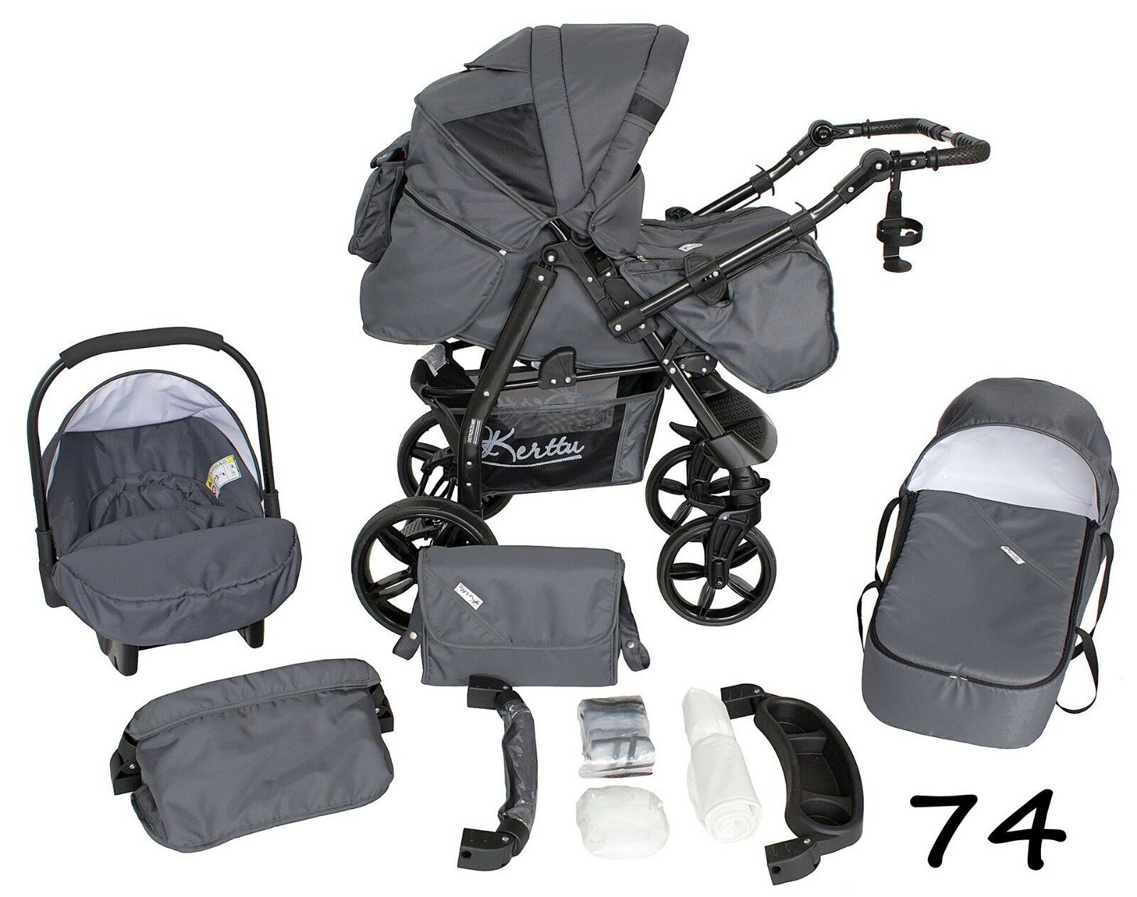 Baby Pram Pushchair Carrycot Car Seat TWIST 3in1 Travel System - TW74 ...